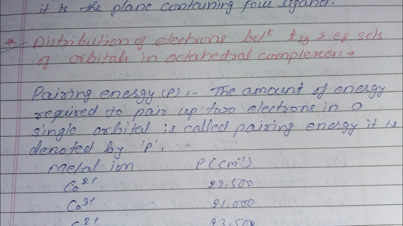 Distribution of electrons between t2g and eg sets of orbital in ...