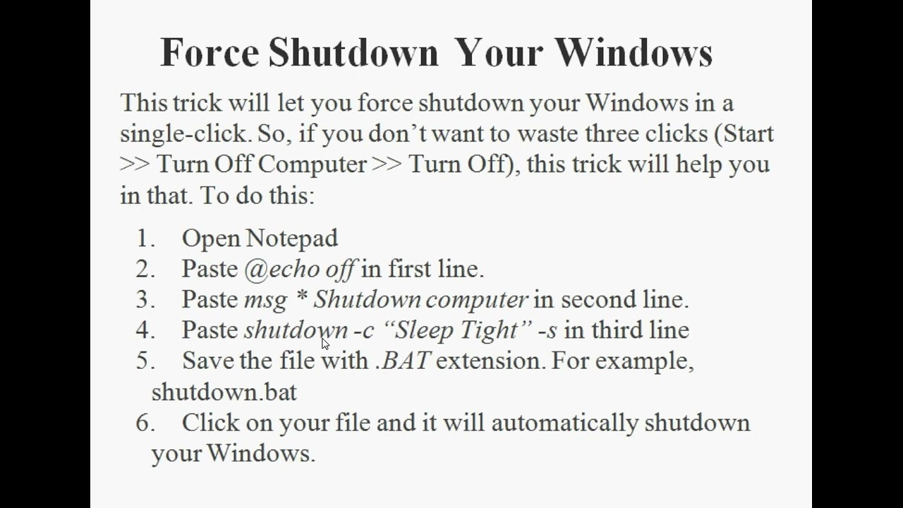 11 - How To Force Shutdown Your Window - YouTube