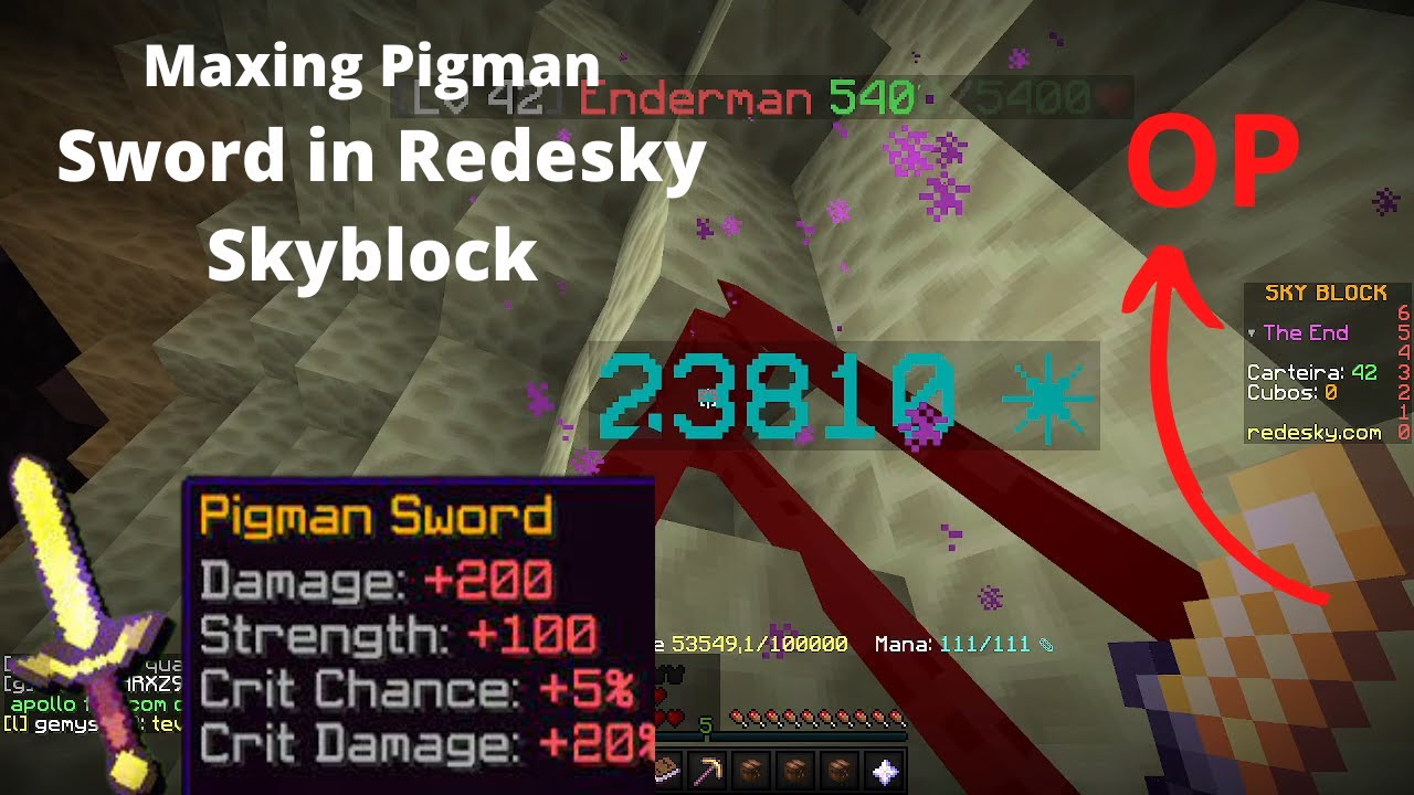 Maxing the Pigman Sword in Redesky Skyblock - YouTube