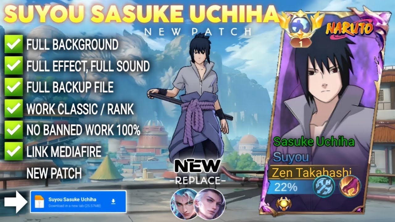 SCRIPT SKIN SUYOU - SASUKE UCHIHA | NO PASSWORD | FULL EFFECT SOUND | PATCH TERBARU - YouTube