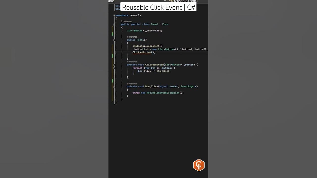 C Reusable Click Event Coding Tutorial Csharpprogramming Csharptutorial Dotnet