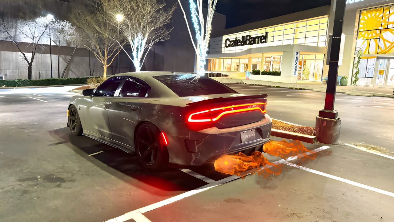 POV IN A FLAME TUNED V6 WITH HELLCAT BADGES - YouTube