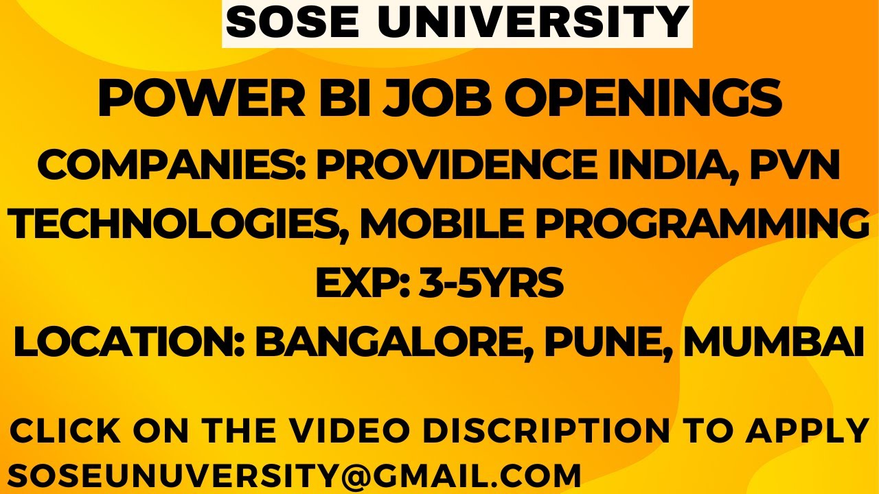 POWER BI JOB OPENINGS FOR Providence India, Pvn Technologies, Mobile ...