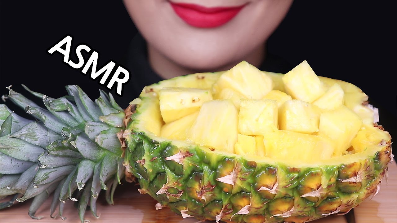 ASMR Pineapple Fruit (Juicy Eating Sounds) 파인애플 리얼사운드 먹방|No Talking ...