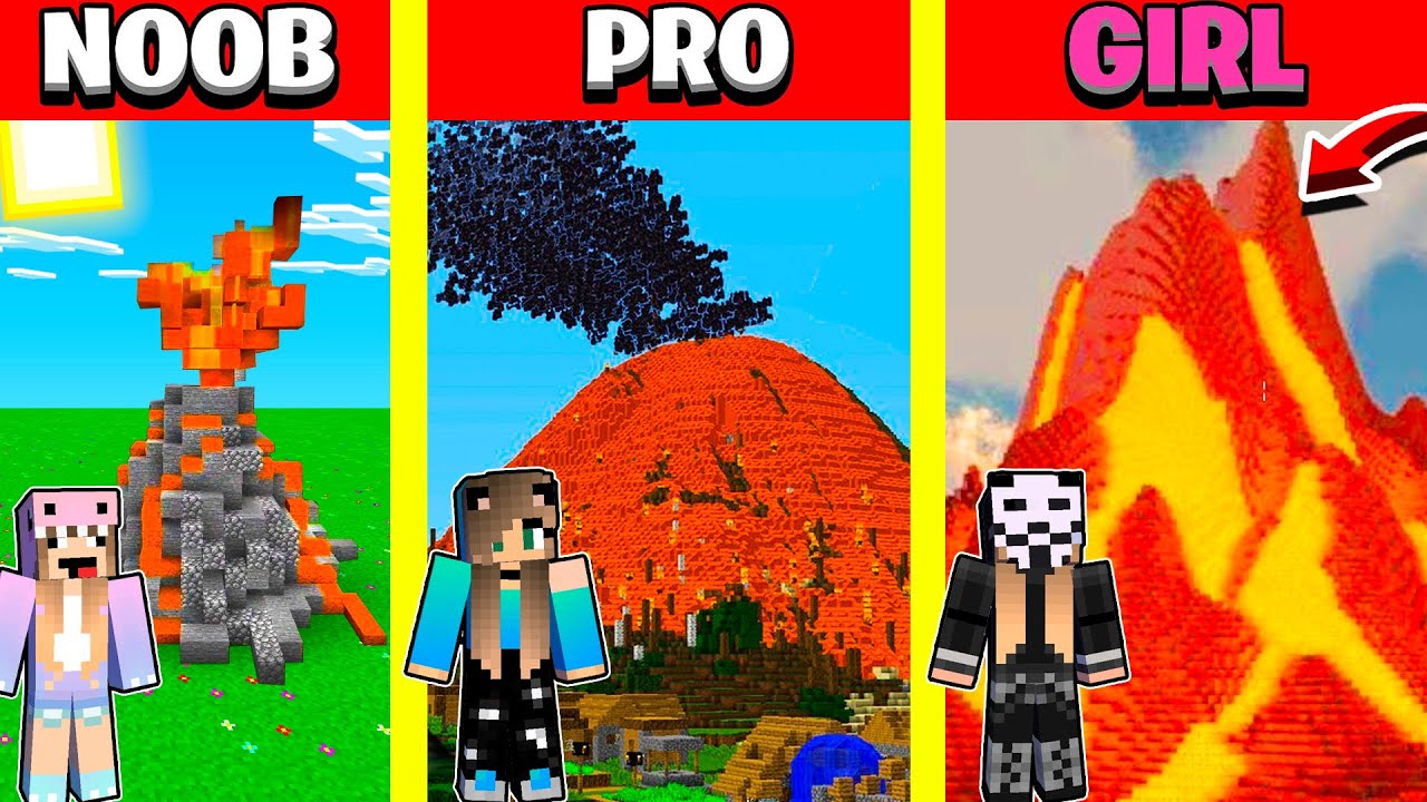 Minecraft Battle: VOLCANO EXPLOSION BASE HOUSE BUILD CHALLENGE - NOOB ...