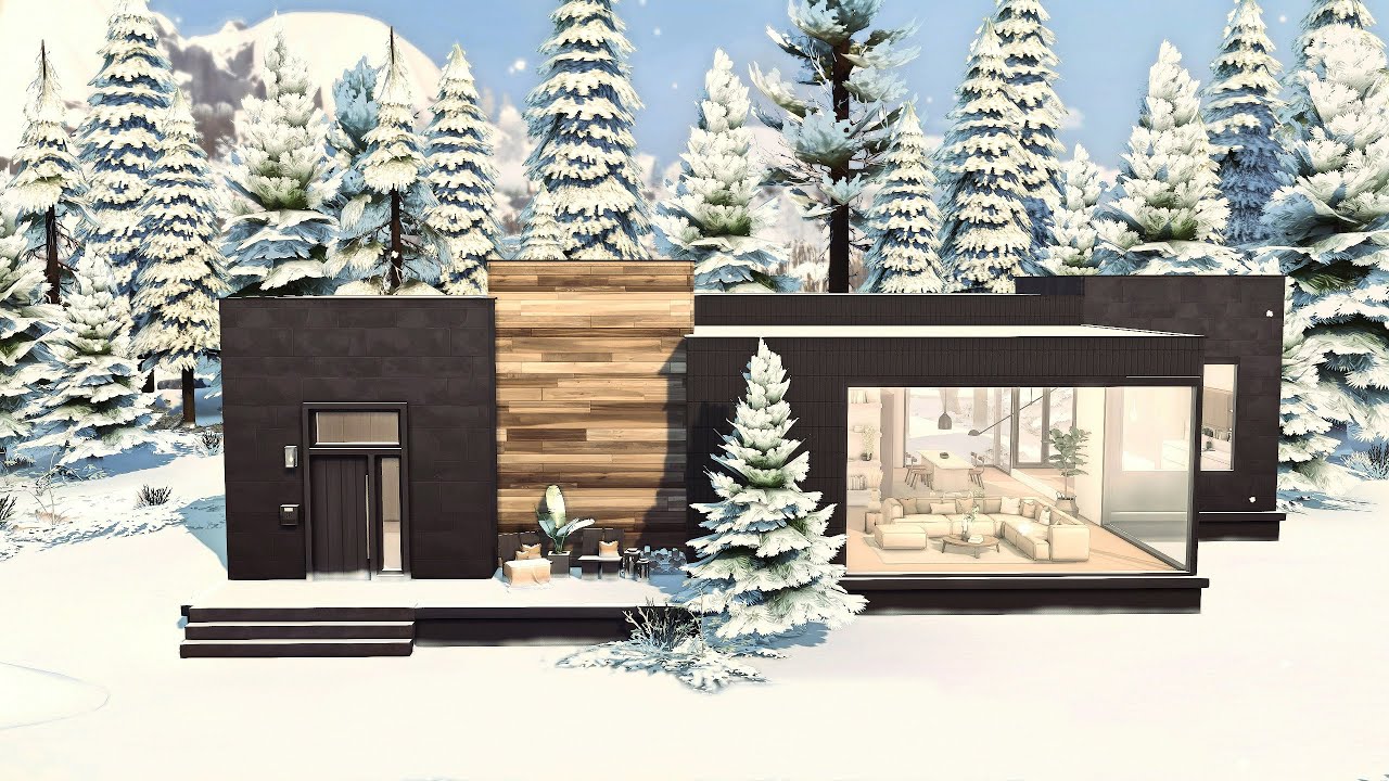 MODERN HOUSE IN THE SNOW | Sims 4 Speed Build (Stop Motion) - YouTube