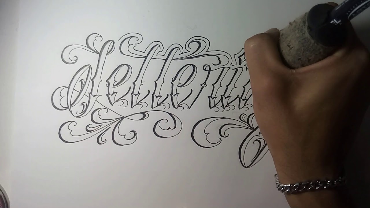 Dibujando Lettering tattoo timelapse / Drawing lettering tattoo - YouTube