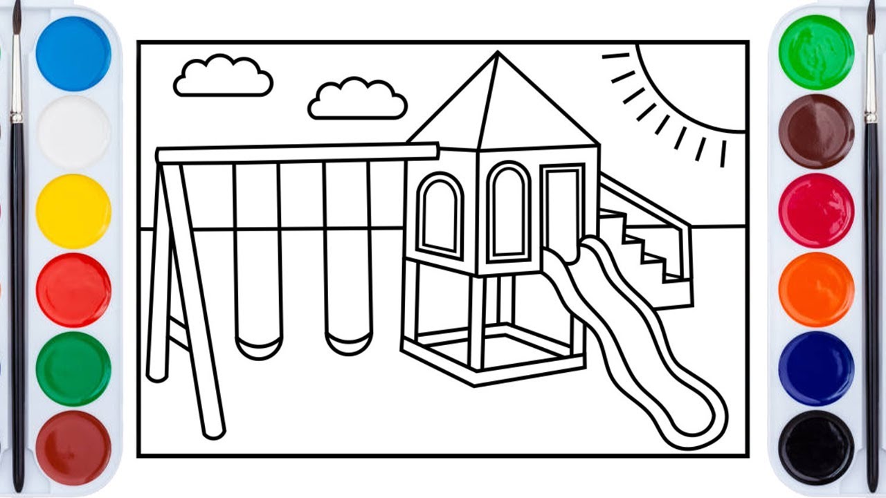 Drawing And Coloring A Rainbow Playground Drawings For Kids - YouTube