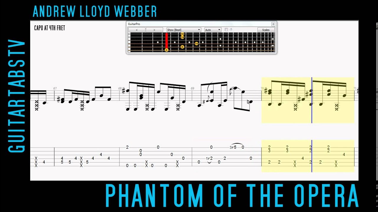 Phantom Of The Opera - Andrew Lloyd Webber Acoustic Guitar Video Tab ...