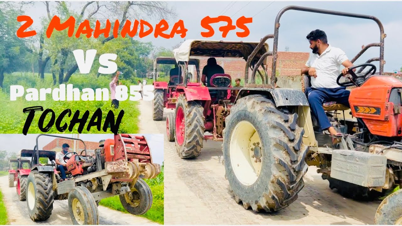 Pardhan 855 k sath 2 Mahindra 575 jod diye Tochan #baazteam #tractorpower #tochan - YouTube