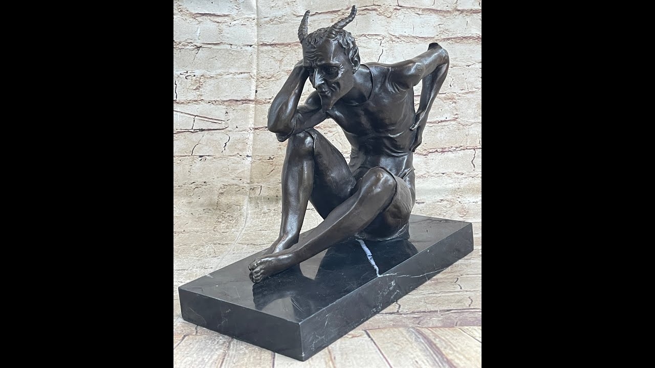 Satan Devil Demon Satyr Bronze Statue Sculpture Figure Art 7.5" x 8" XN ...