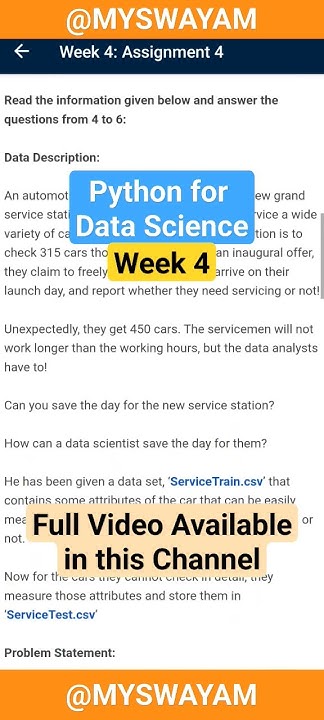 Week 4 Python For Data Science #shorts #nptel #datascience #assignment #swayam - YouTube