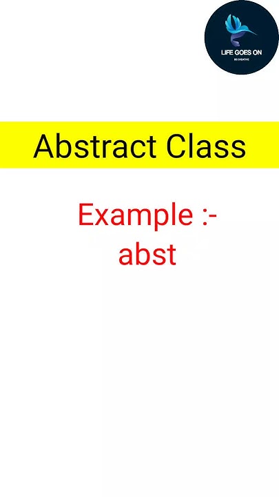 Abstract class and Abstract method l java concepts l java basics l Life ...