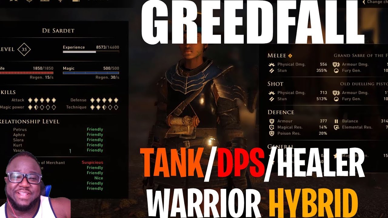 GREEDFALL Warrior/Healer Hybrid Build - YouTube