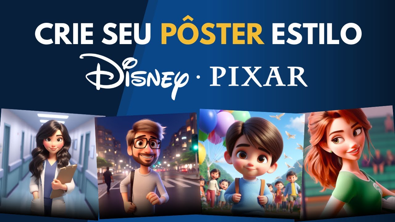 Crie seu Pôster estilo Disney Pixar 3D | Trend Disney Pixar - YouTube