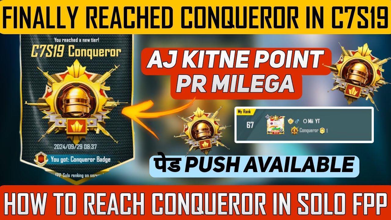 Finally Reach Conqueror in Solo Fpp 💗 | Solo Fpp Rank push C7S19 DAY-7 | Solo fpp top 10 kaise ...
