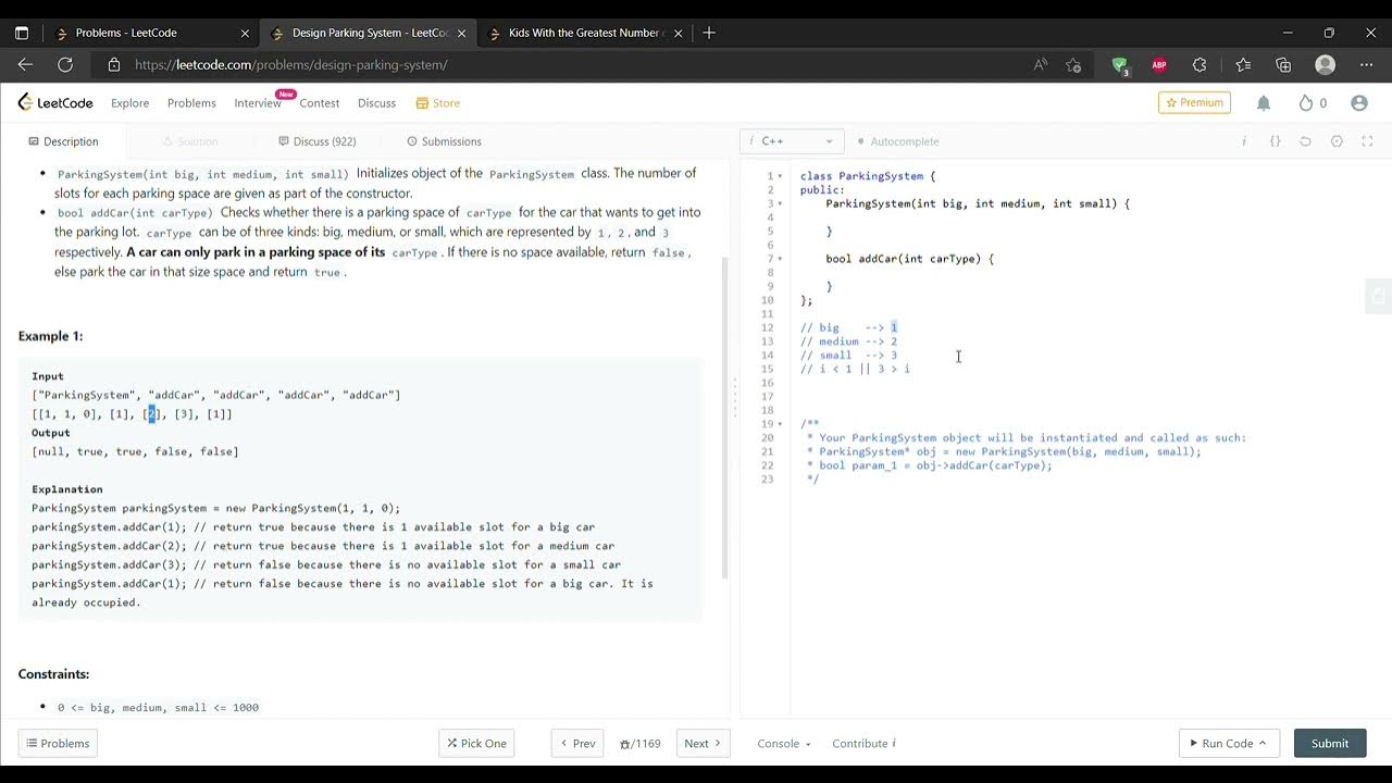 Design Parking System LeetCode using C++ - YouTube