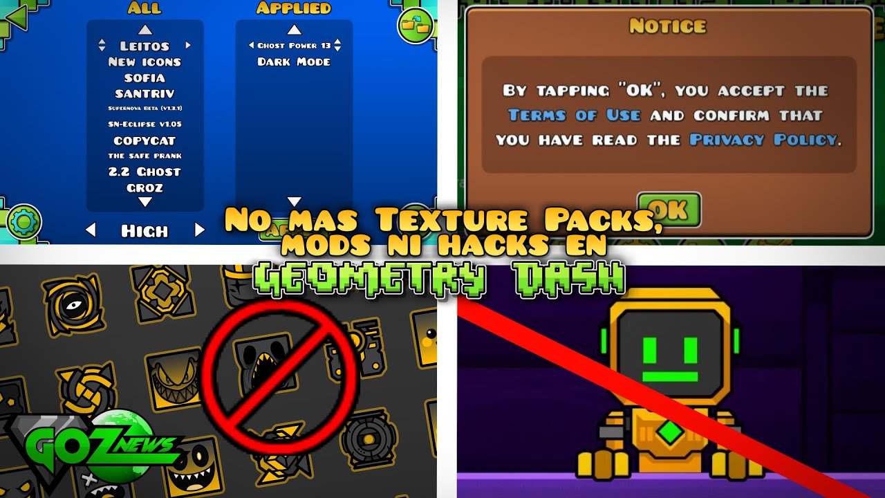RobTop PROHIBE hacks texture packs y mods | Goz News - YouTube