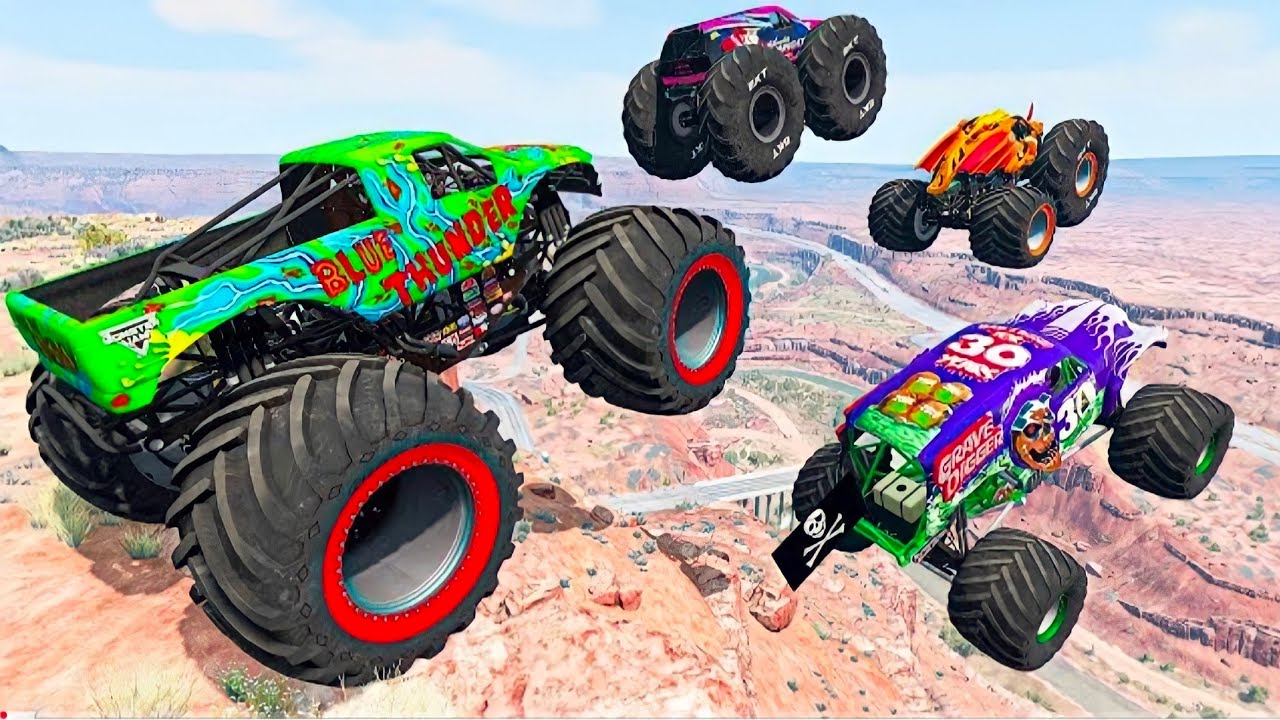 BIGFOOT Monster Trucks Crazy Sky Jumps and Crashes #29 - BeamNG Drive ...