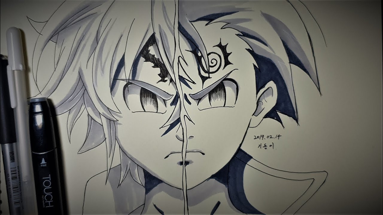 멜리오다스,젤드리스 그리기ASMR | Meliodas, Zeldris Drawing ASMR 🖊 - YouTube