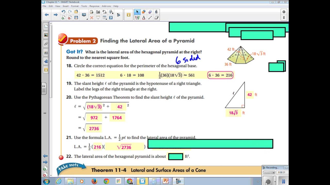 Geometry Chapter 11 Section 3 Surface Areas of Pyramids and Cones - YouTube