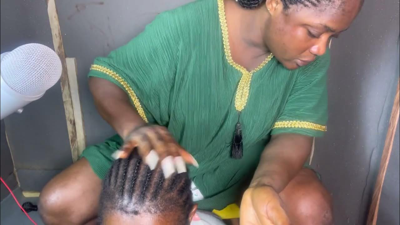 ASMR RELAXING VITAMIN E OIL APPLICATION AND MASSAGING BETWEEN CORNROW + GUM CRACKING + SCALP ...