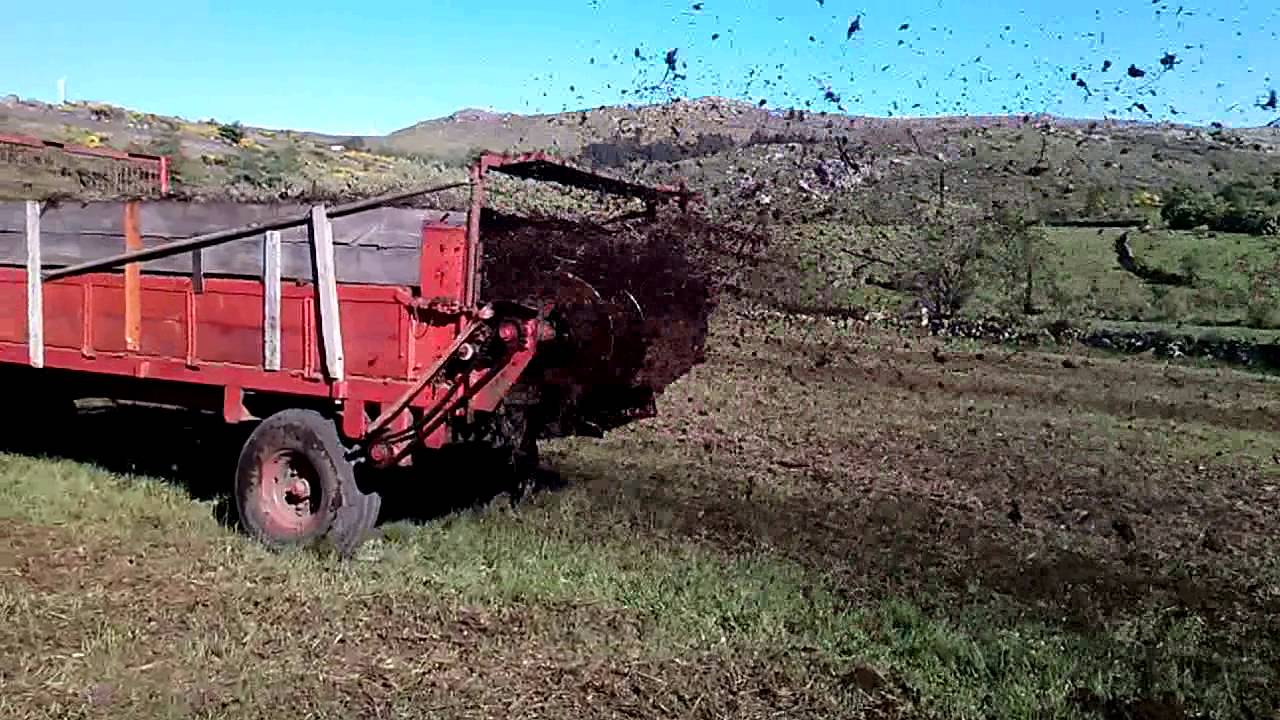 Distribuidor de estrume a trabalhar - YouTube