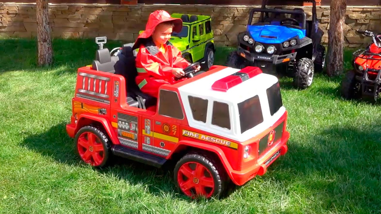 POWER WHEELS Firetruck, Plane and Tractor - YouTube