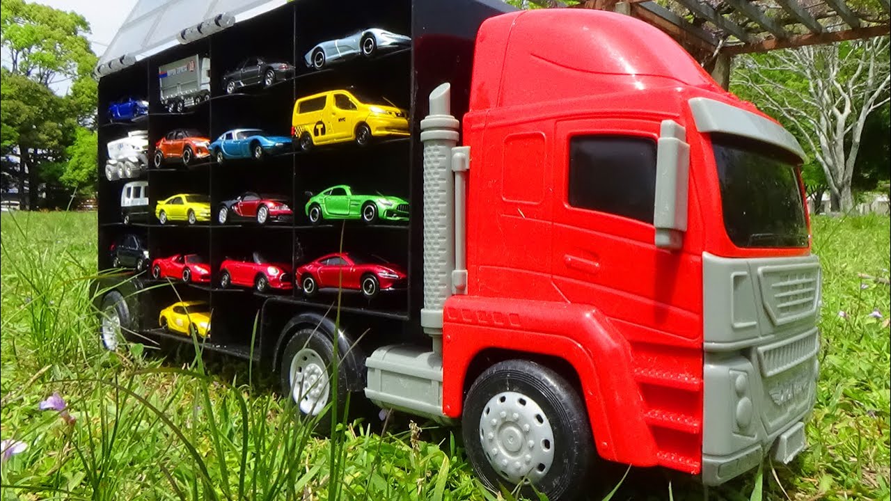 17 Tomica World Cars & Big Red Truck - YouTube