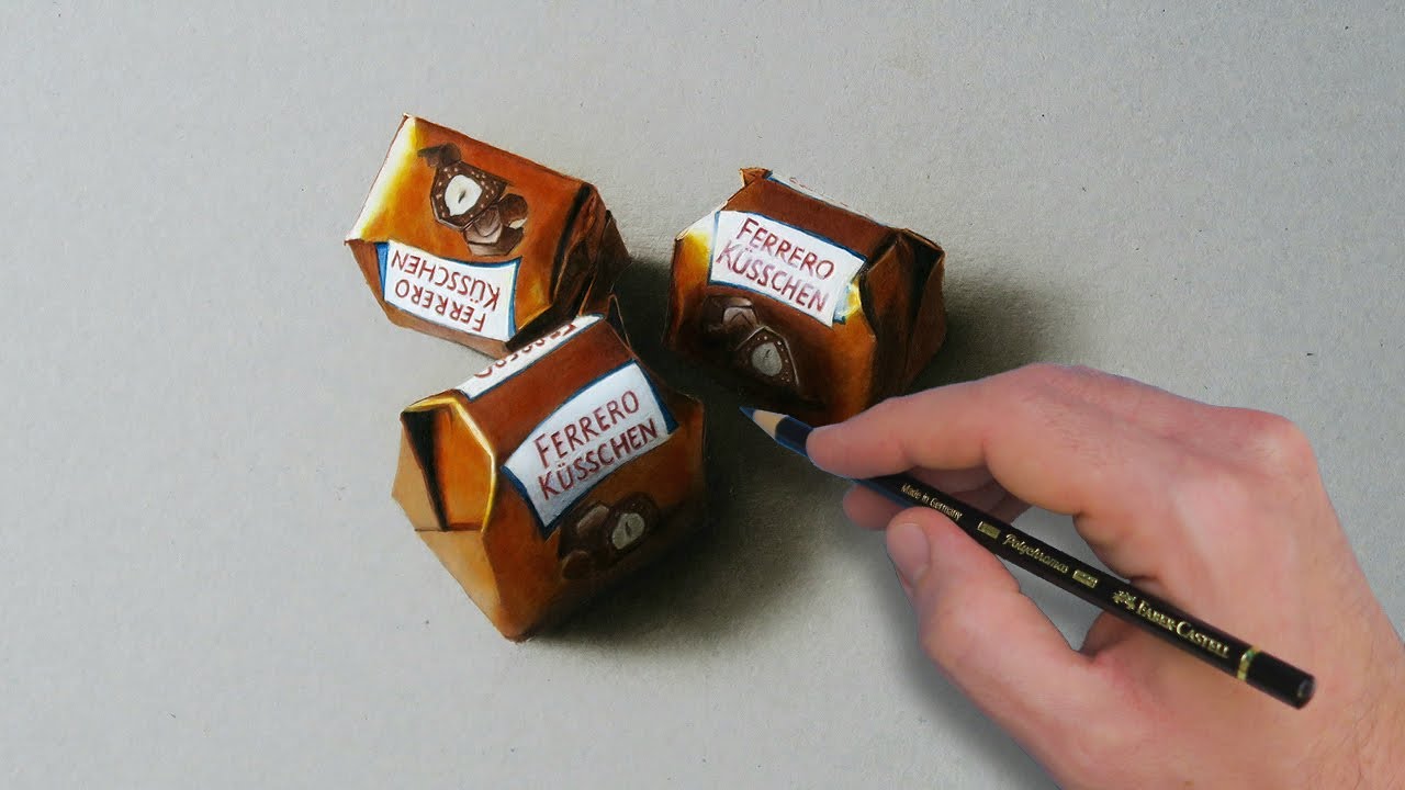 Ferrero Küsschen 3D Drawing 😋 - YouTube