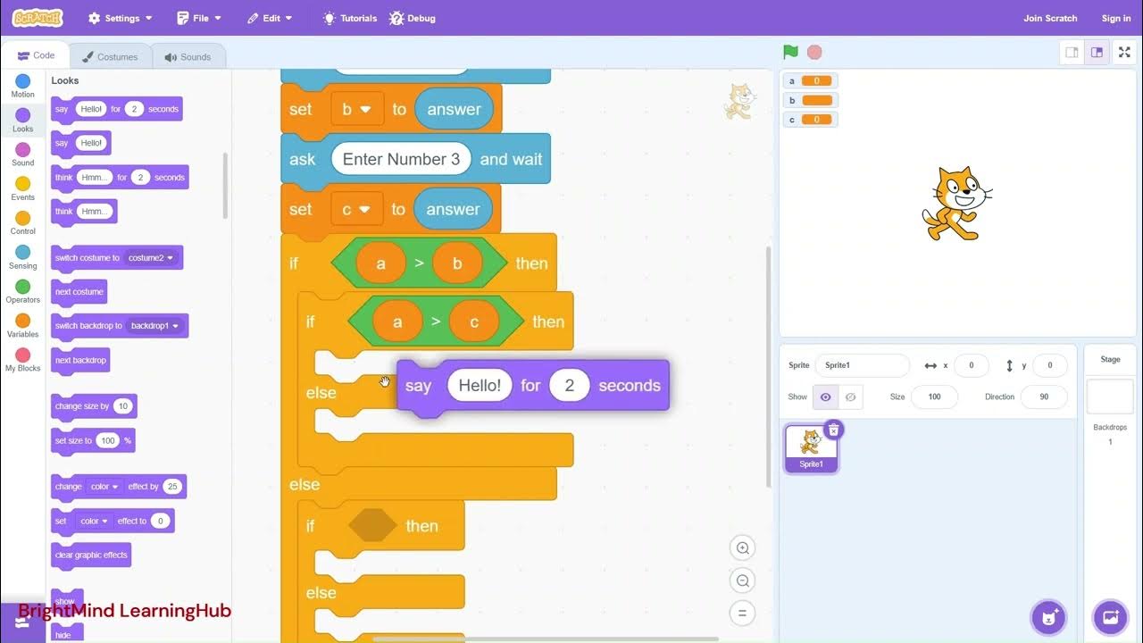 Find the Largest of Three Numbers in Scratch Using Nested If-Else | Scratch Tutorial - YouTube