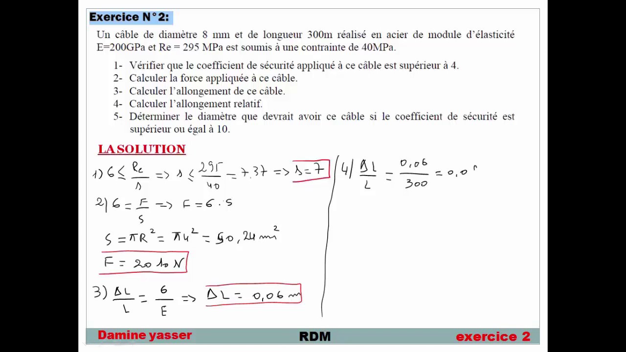 résistance des matériaux | exercice 2 | traction /compression - YouTube