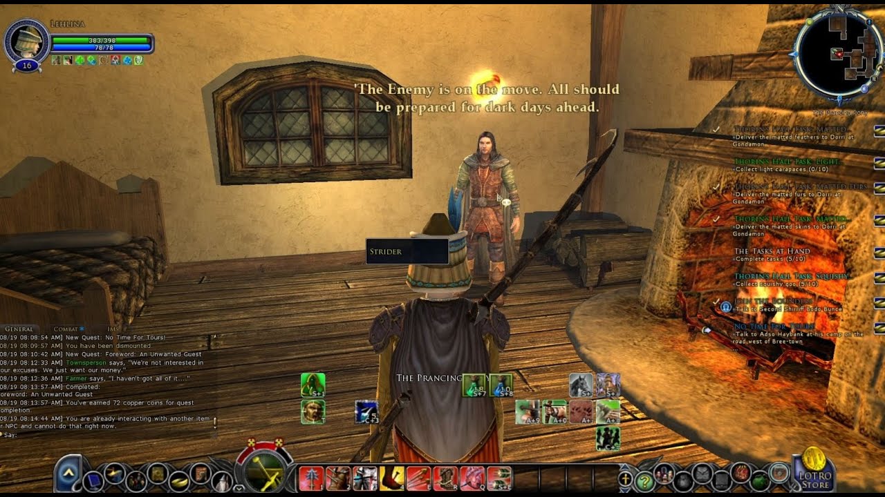 LOTRO│QUEST - Where is STRIDER at the Prancing Pony - Location - YouTube