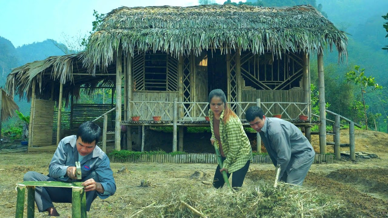 A hard day's work: Weeding, planting vegetables, A happy meal. The ...