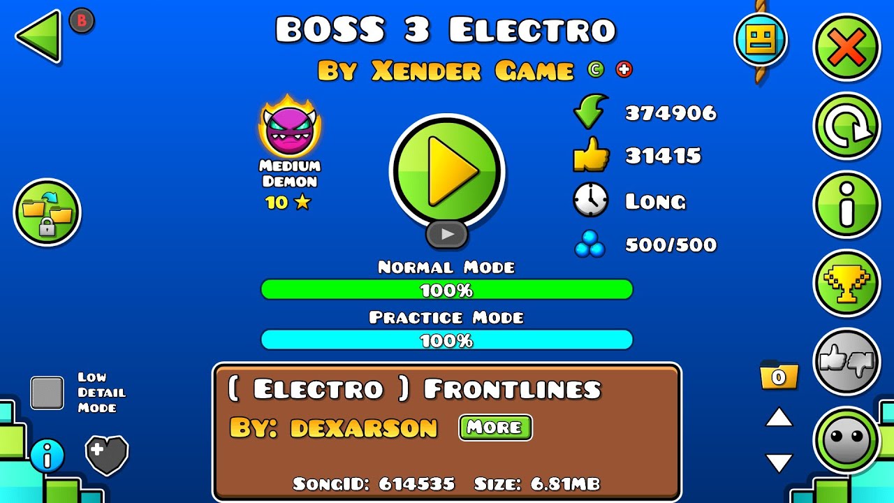 Geometry Dash(boss 3 Electro by xender game) medium demon - YouTube