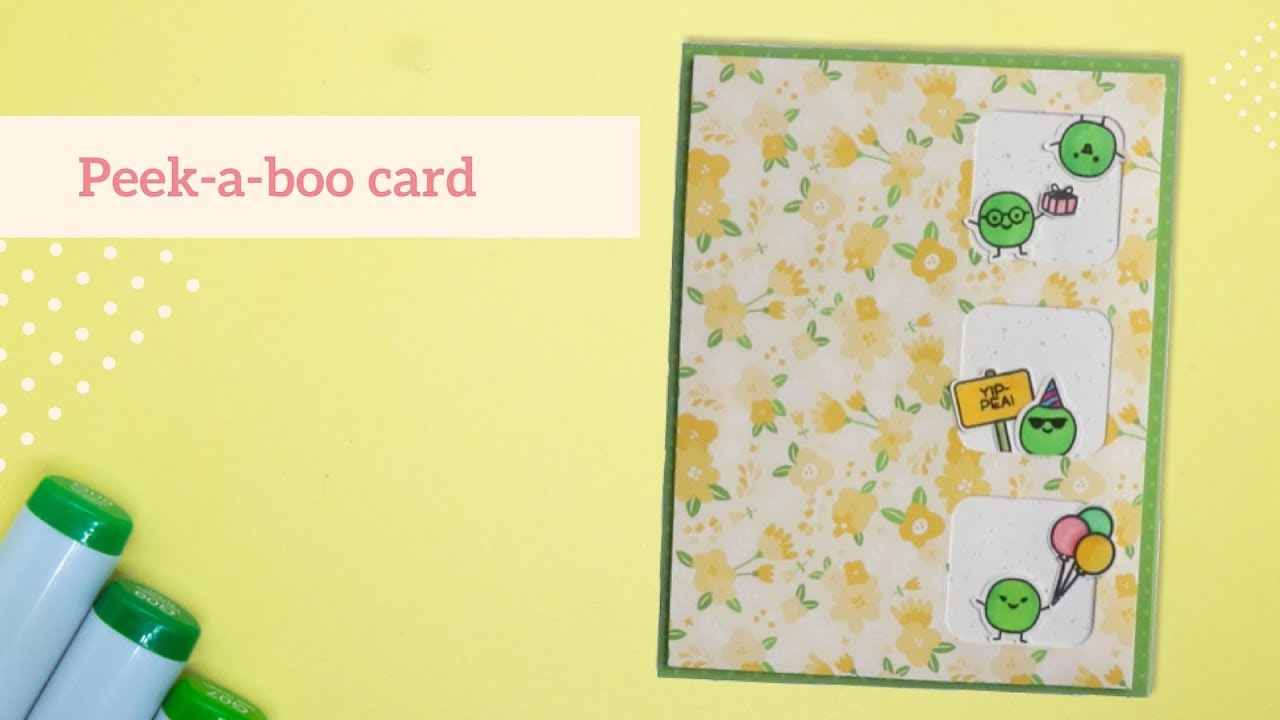 Peek-a-boo card | Lawn Fawn Be Hap-pea - YouTube