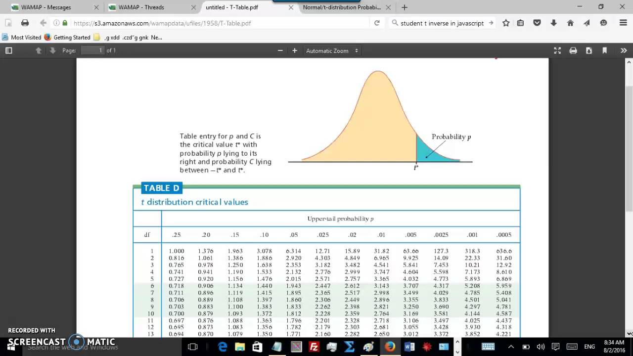t test for one sample mean (sigma unknown) - YouTube