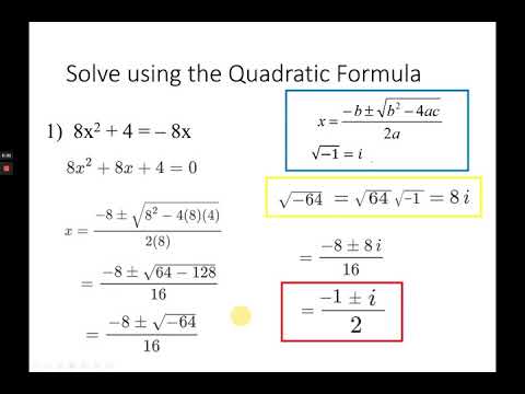 Quadratic Formula Solving QE with Complex Roots - YouTube