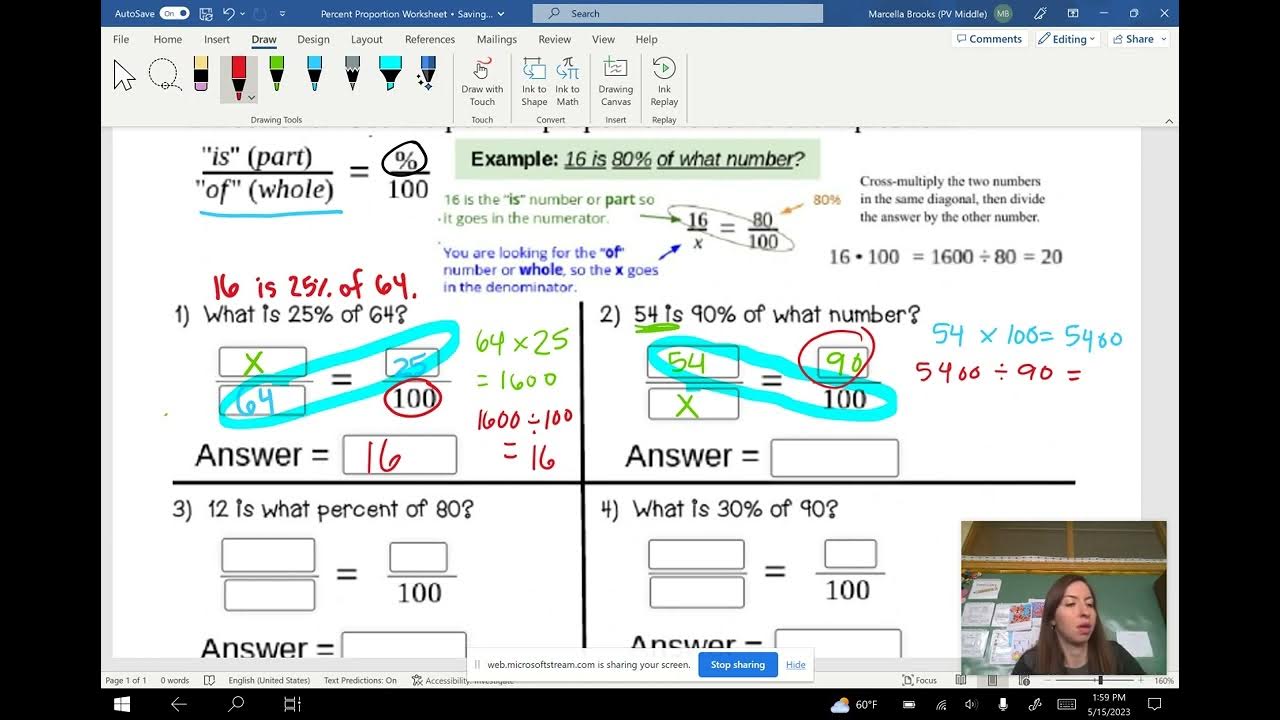 Percent Proportion Practice - YouTube