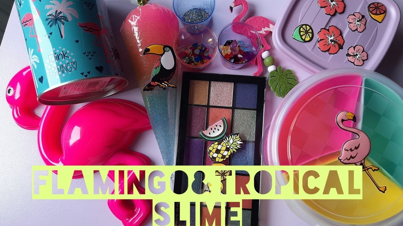 FLAMINGO & TROPICAL SLIME SMOOTHIE * SLIME ASMR - YouTube