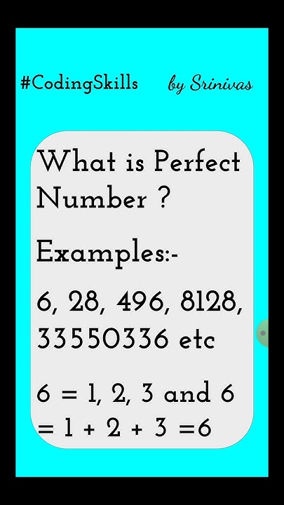 What is Perfect Number | Coding Skills - YouTube