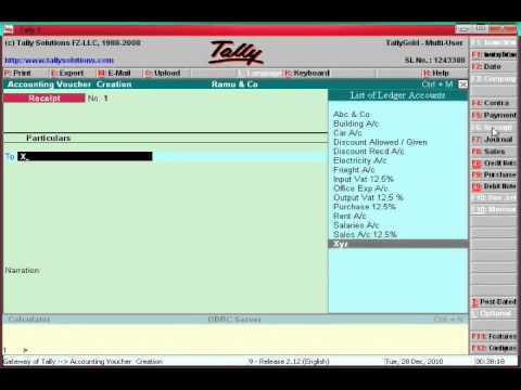 What is receipt entry in tally and how to enter it - YouTube