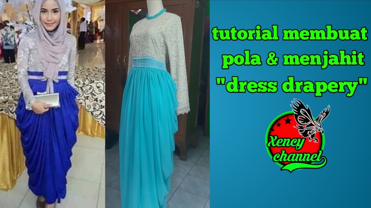 membuat dress drapery #part01 membuat pola dress draping | gamis ...