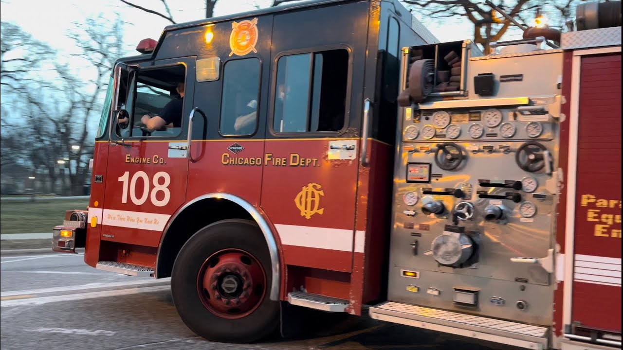 *no sirens or lights* Chicago fire department Engine 108 responding ...