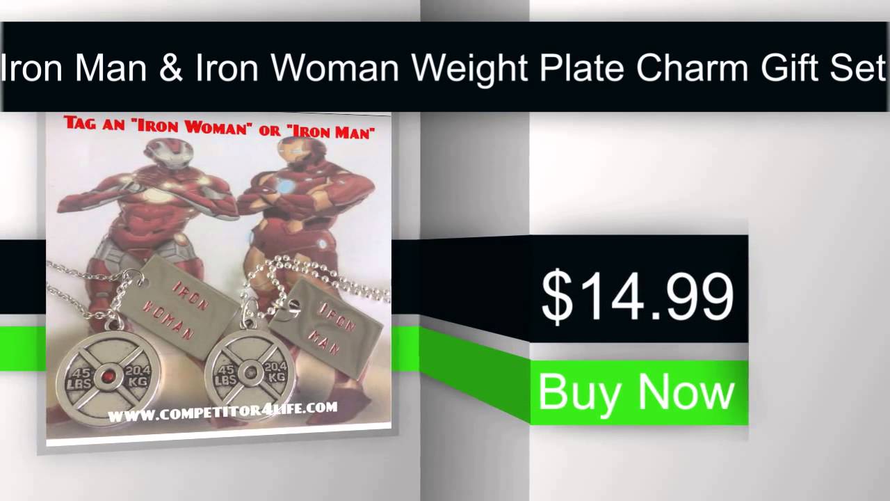 Iron Man & Iron Woman Weight Plate Charm Gift Set - YouTube