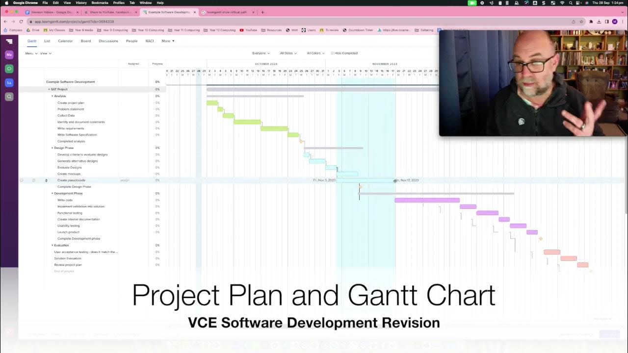 VCE Software Development Revision : Project Plan and Gantt Chart - YouTube