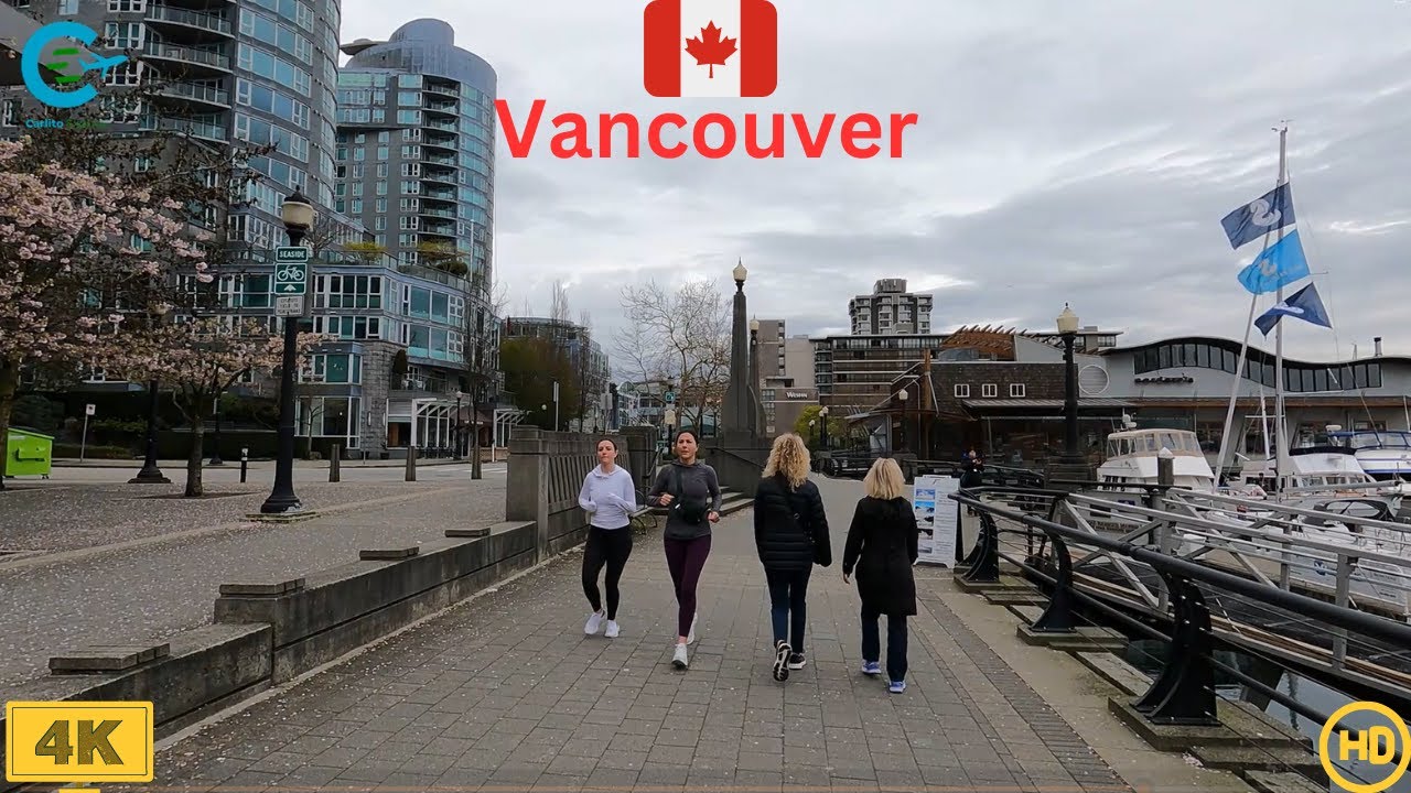 Walking Tour in Vancouver Waterfront-Marina 4K | Virtual Tour Downtown ...