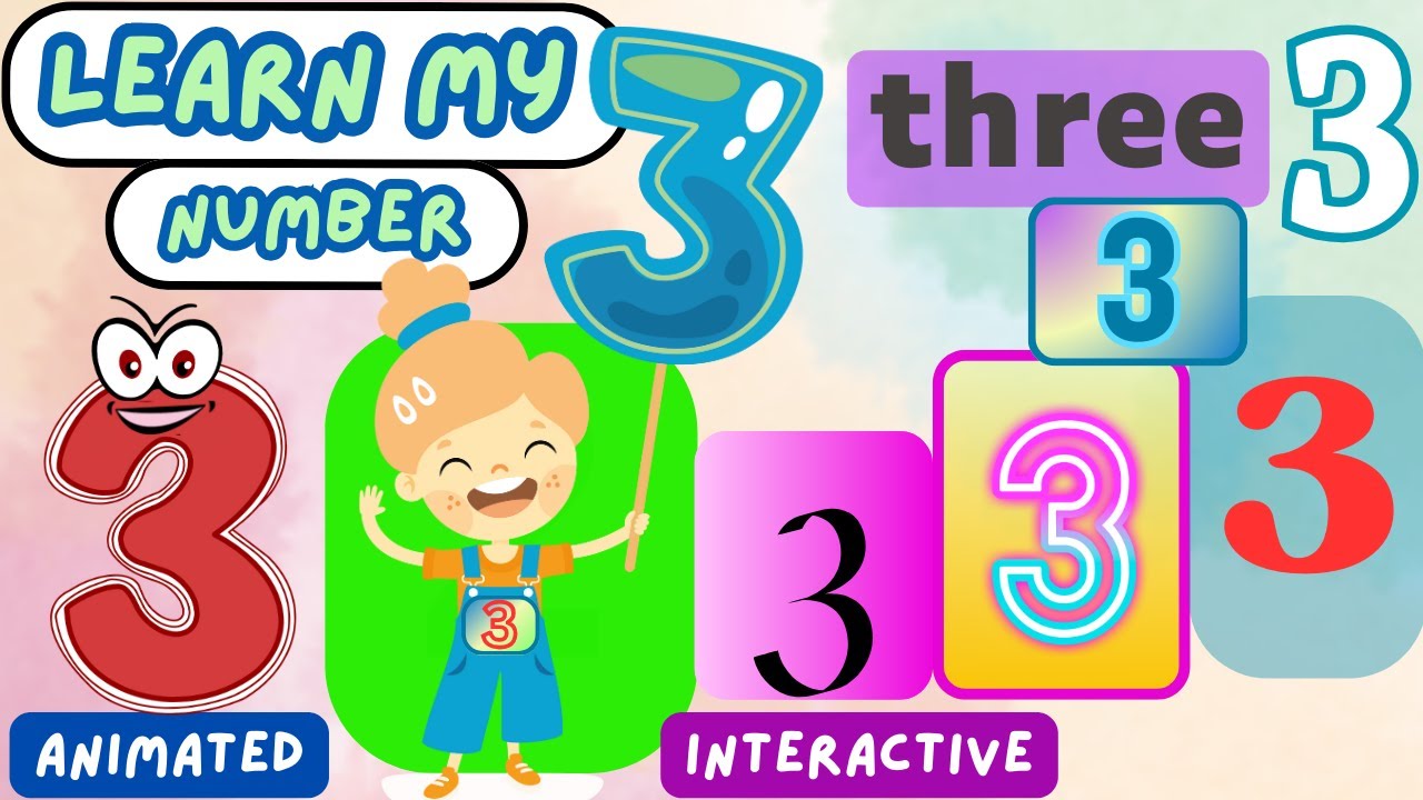 Learn My Number 3-THREE | Animated Interactive |#three #numbers # ...