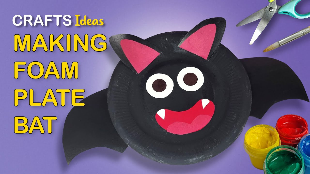 Making foam plate vampire bat | Halloween crafts - YouTube