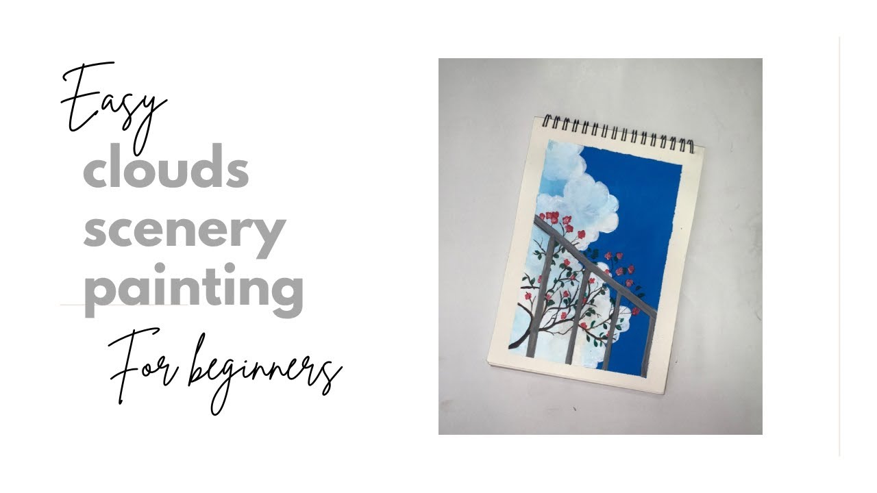 Blue sky with clouds painting using acrylic | scenery painting for ...